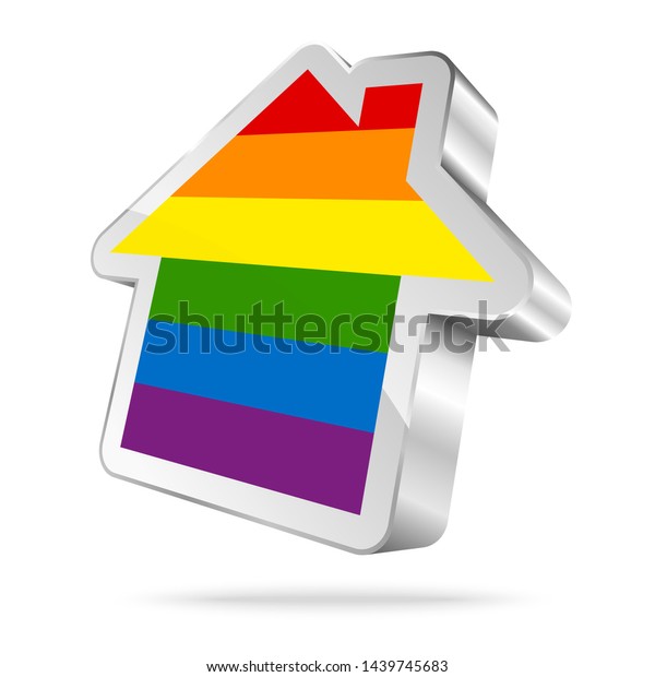 Silver House Icon Rainbow Flag Gay Stock Vector (Royalty Free ...