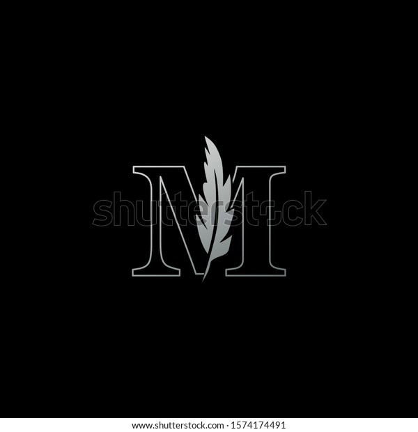 Silver Letter M Logo Luxury Feather Stock Vector (Royalty Free ...
