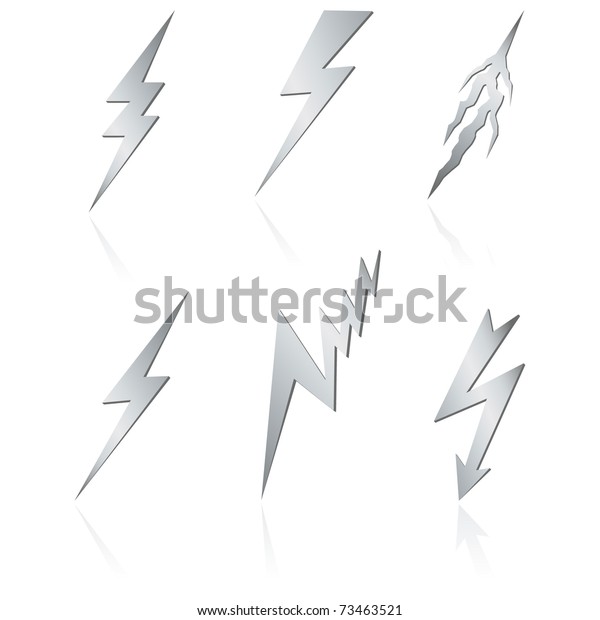 Silver Lightning Set On White Vector Stock Vector (Royalty Free ...