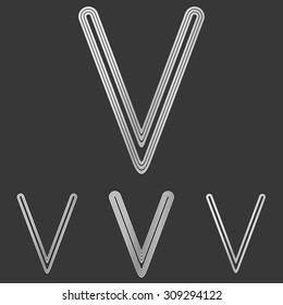 Silver Line V Logo Design Set Stock Vector (Royalty Free) 309294122 ...