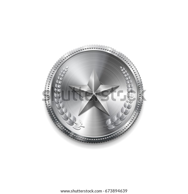 Silver Medal On White Background Metallic Stock Vector (Royalty Free ...