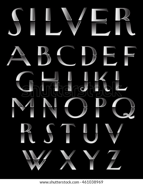 Silver Metal Alphabetic Fonts Stock Vector (Royalty Free) 461038969