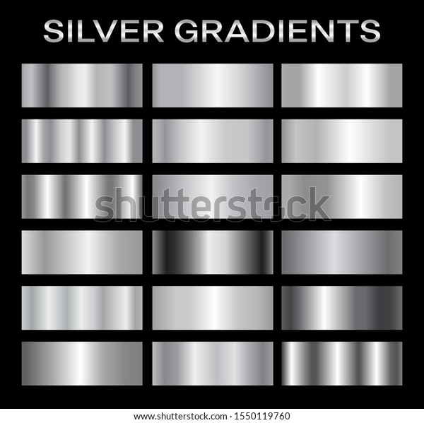 Silver Metal Gradient Collection Swatches Stock Vector (Royalty Free ...