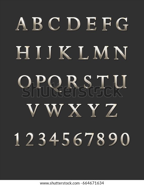Silver Metal Letters Numbers Vector Alphabet Stock Vector (Royalty Free ...