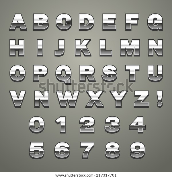 Silver Metallic Bold Fonts Stock Vector (Royalty Free) 219317701 ...