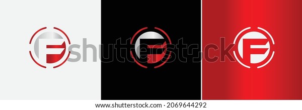 Silver Metallic Red F Logo Creative Stock Vector (Royalty Free ...