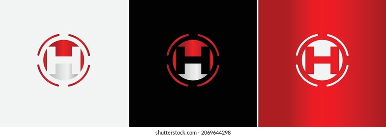 Silver Metallic Red H Logo Creative Stock Vector (Royalty Free ...
