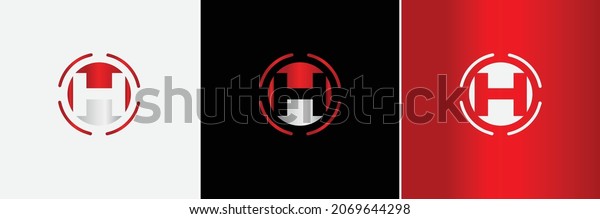 Silver Metallic Red H Logo Creative Stock Vector (Royalty Free ...