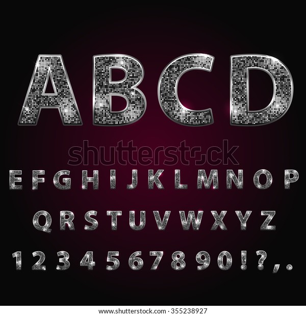 Silver Metallic Shiny Alphabet Sparkle Glitter Stock Vector (Royalty ...