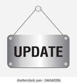 Silver Metallic Update Sign Hanging On Stock Vector (Royalty Free ...