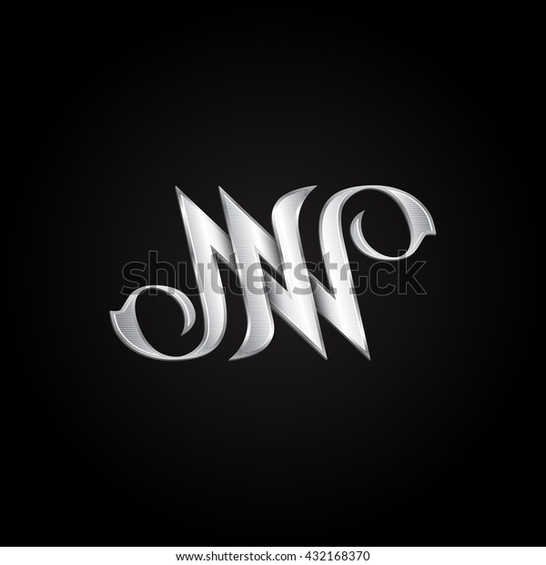 Silver Monogram Double Letter N Vector Stock Vector (Royalty Free ...