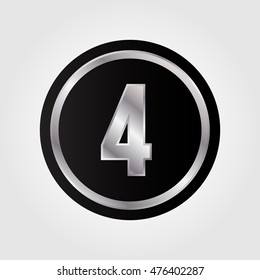 Gold Number 4 Black Circle Button Stock Vector (Royalty Free) 476391193