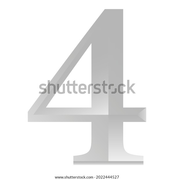 Silver Number Four Vector Illustration Gradient Stock Vector (Royalty ...