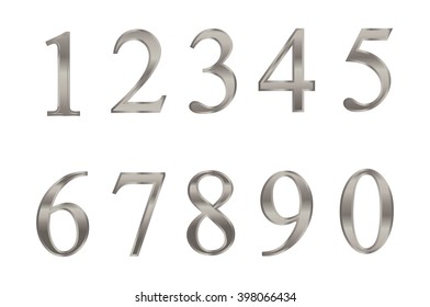 Silver Numbers On White Background Vector: vector de stock (libre de ...