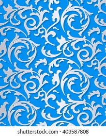 Silver Seamless Floral Leaves Texture Background Stock Vector (Royalty ...