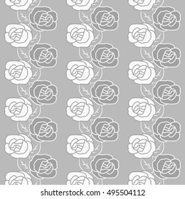 Silver Seamless Pattern Garlands Roses Elegant Stock Vector (Royalty ...