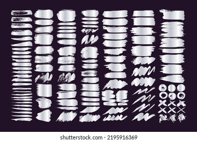 Silver Set Brush Strokes Stock Vector (Royalty Free) 2195916369 ...