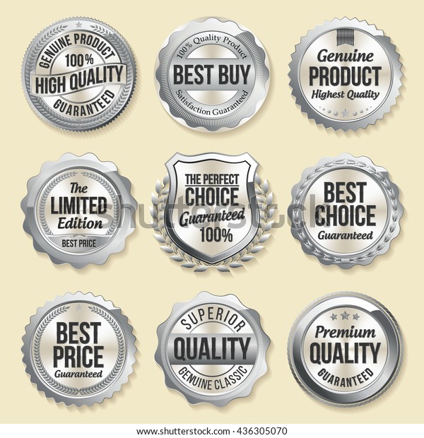 Silver Shiny Luxury Badge Luxury Set Stock Vector (Royalty Free ...