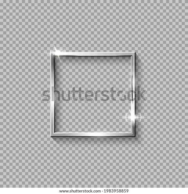 Silver Square Frame Picture On Transparent Stock Vector (Royalty Free ...