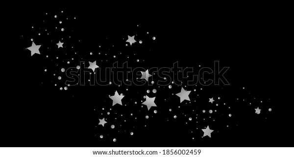 Silver Star Confetti Falling Starry Background Stock Vector Royalty