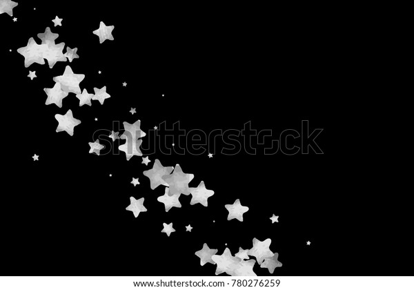 Silver Star Confetti Falling Starry Anniversary Stock Vector Royalty