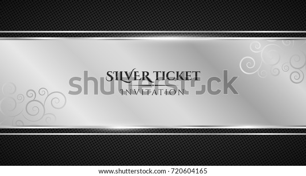 Silver Ticket Luxurious Invitation Ribbon Banner Stock Vector (Royalty ...