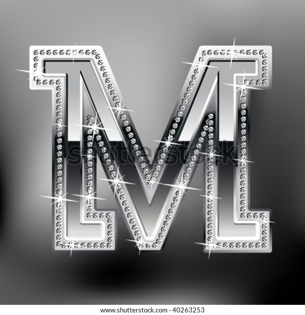 Silver Typeface Glossy Alphabet Letter M Stock Vector (Royalty Free ...