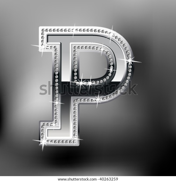 Silver Typeface Glossy Alphabet Letter P Stock Vector (Royalty Free ...