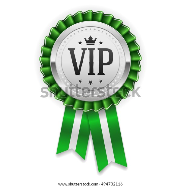 Silver Vip Rosette Green Ribbon On Stock Vector (Royalty Free ...
