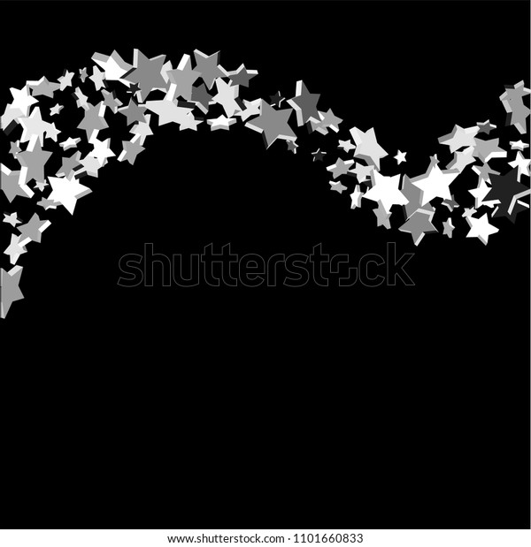 Silver Volumetric Starconfetti Fall On Black Stock Vector Royalty Free