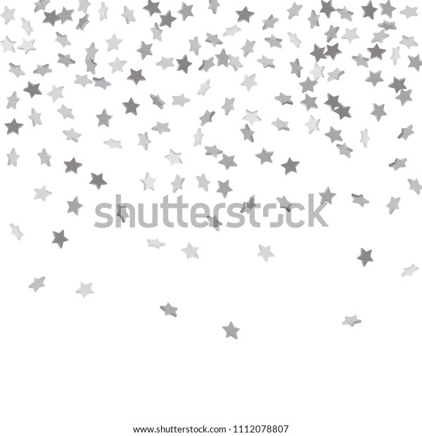 Silver Volumetric Starconfetti Fall On White Stock Vector Royalty Free