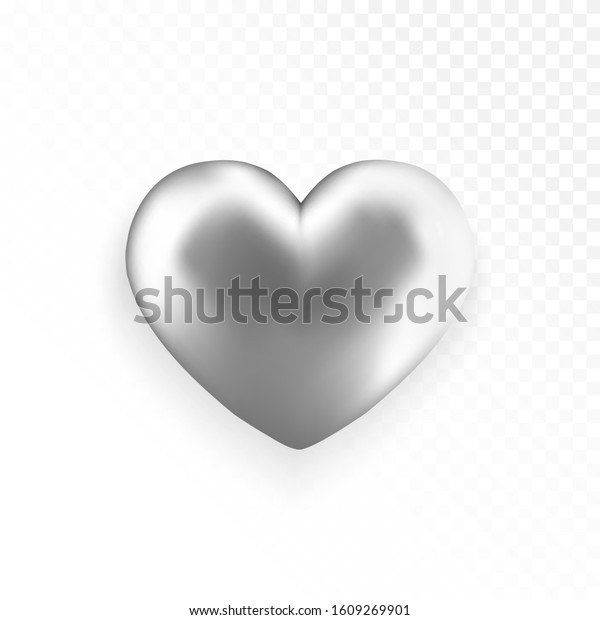 Silver White Heart Isolated On Transparent Stock Vector (Royalty Free ...
