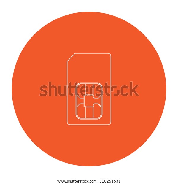 Sim Card Flat Outline White Pictogram: เวกเตอร์สต็อก (ปลอดค่าลิขสิทธิ์ ...