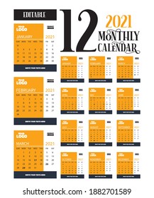 Simple 12 Pages Mini Calendar Desk Stock Vector (Royalty Free) 1882701589
