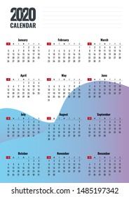 Simple 2020 Calendar Design Calendar 2020 Stock Vector (Royalty Free ...