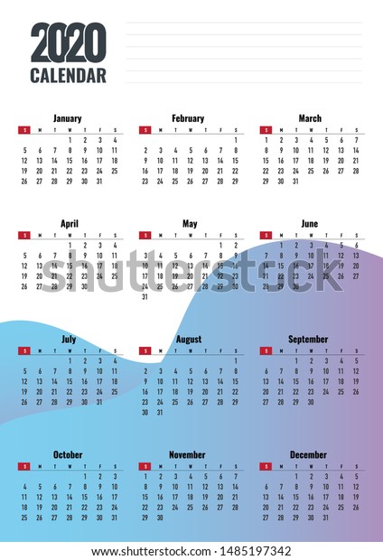 Simple 2020 Calendar Design Calendar 2020 Stock Vector (Royalty Free ...