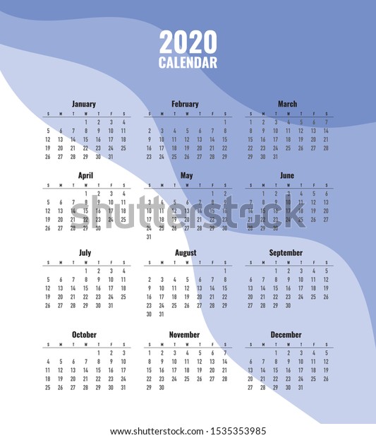 Simple 2020 Calendar Design Calendar 2020 Stock Vector (Royalty Free ...