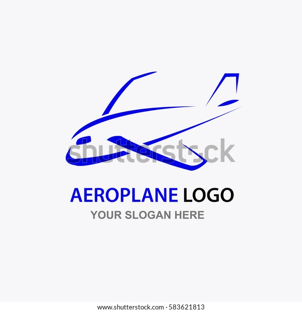 Simple Abstract Blue Airplane Logo Stock Vector (Royalty Free ...
