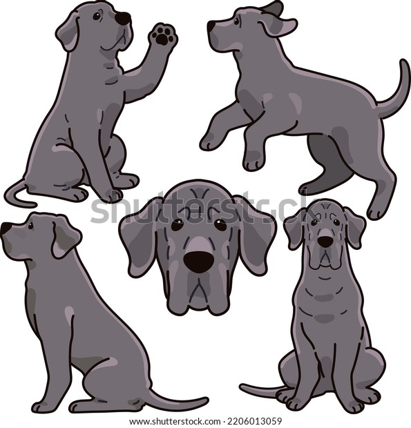 Simple Adorable Great Dane Illustrations Stock Vector (Royalty Free ...