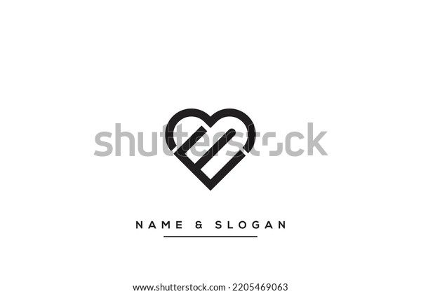 Simple Alphabet Letter E Heart Logo Stock Vector (Royalty Free ...
