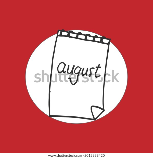 Simple August Calender Illustration White Circle Stock Vector (Royalty ...