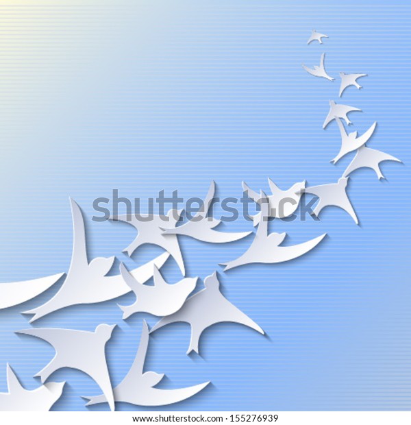 Simple Background Flying Paper Birds Stock Vector (Royalty Free ...