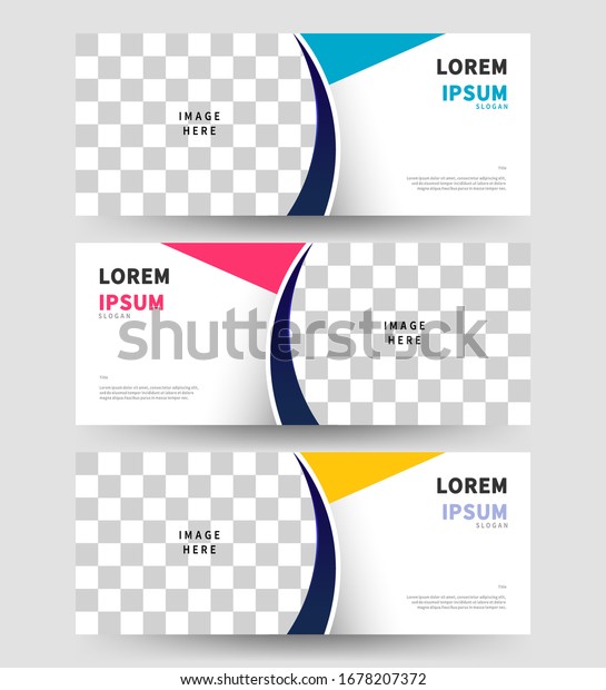 Simple Banner Design Set Personal Companyyellowredblue Stock Vector ...