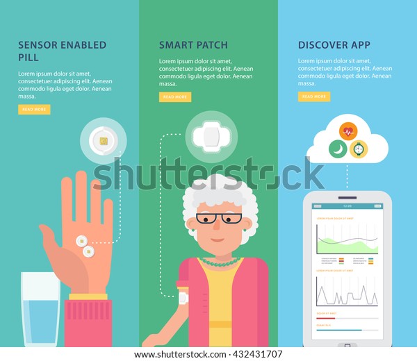 Simple Banners Informations Caring Patients Medical Stock Vector ...