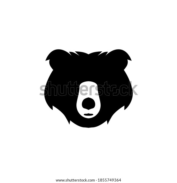 Simple bear head logo in silhouette vector
