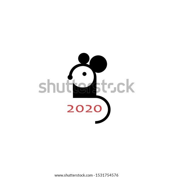 Simple Black Mouse Symbol 2020 Year Stock Vector (Royalty Free ...