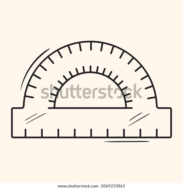 Simple Black Outline Icon Protractor Doodle Stock Vector (Royalty Free ...
