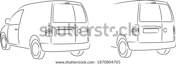 Simple Black White Drawing Utility Van: เวกเตอร์สต็อก (ปลอดค่าลิขสิทธิ์ ...