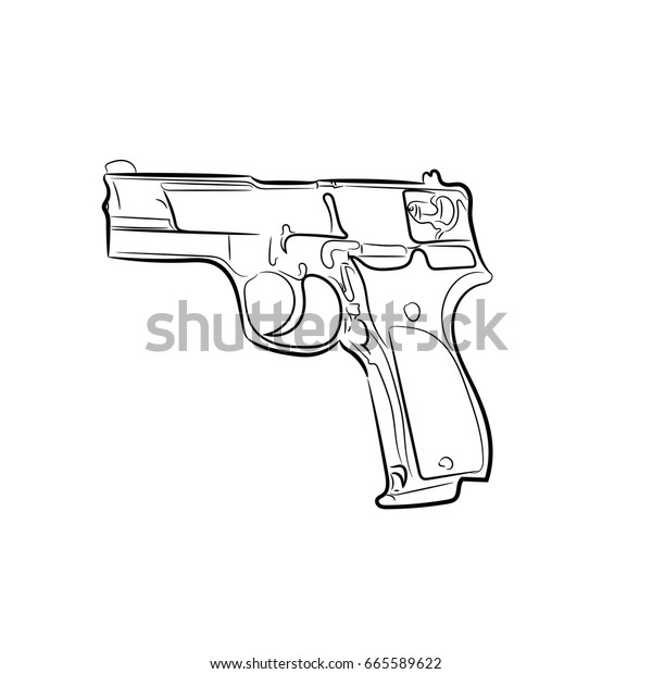 Simple Black White Gun Cartoon Stock Vector (Royalty Free) 665589622 ...
