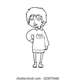 Simple Black White Line Drawing Cartoon Stock Vector (Royalty Free ...